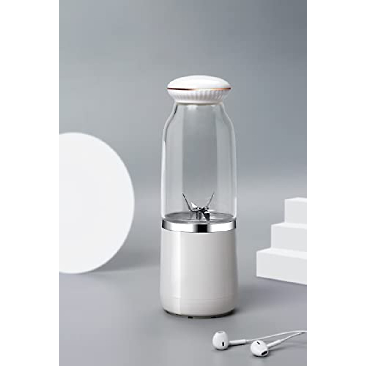 KP'S VARIETY Portable Blender Jet for Shakes and Smoothies, on the Go Blender 4000mAh USB Rechargeable Battery with 6 Blades, fresh juice blender bottle, 16 OZ Mini Personal Blender Cup for Traveling (White)