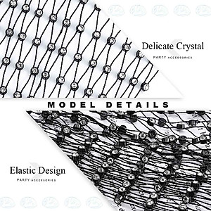 Jeweky Rhinstone Mesh Head Cover Black Rave Festival Headwear Body Accessories for Women