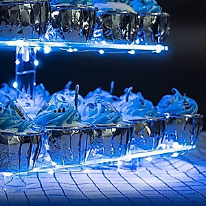 YestBuy 4 Tier Shelf Cake Pop Stand (Blue) +5 TierPremium Cupcake Holder, Acrylic Cupcake Tower Display, Cady Bar Party Décor, Acrylic Display for Pastry Weddings, Birthday (Blue)