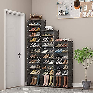 KOUSI 60-Pairs Shoe Organizer Shoe Rack Shoe Tower Storage Cabinet Storage Organizer Modular Shoe Cabinet, Black