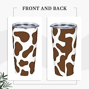 IYERSKD Psychedelic Brown Cow Print 20 oz Stainless Steel Tumbler Vacuum Insulated Leakproof Travel Mug for Car Office Gym