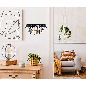 SirHoldeer Metal Key Rack, 10 Hooks, Farmhouse Modern Wall Mounted Key Holder for Home, Office, Entryway Decor, Durable Steel, Adjustable Easy Install, Gift