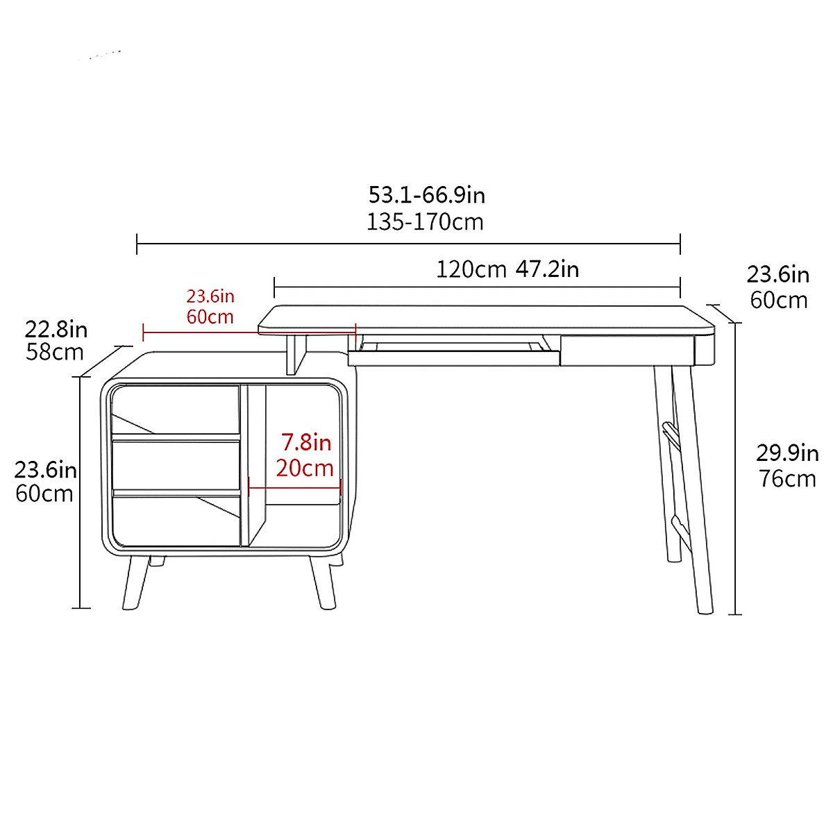 YAYA2021-SHOP Home Office Computer Writing Desk Stable Wooden Desktop PC Desk with Lockers, Drawers and Keyboard Tray Modern Home Working Study Table Scalable Study Room Workstation Computer Desk