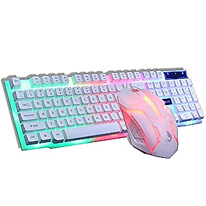 CNGY Keyboards Illuminated Keyboard And Mouse Set Gaming Machinery Wired Keyboard Mouse Set Photoelectric Backlight PC Mute Gaming Keyboard Set For Gaming