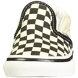 Vans Unisex-Child Classic Slip-ON-K, Black/White Checkerboard/White, 8 M US Toddler