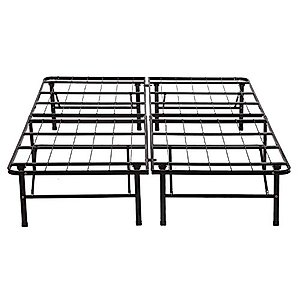 Bed Frame Foldable Heavy Duty Mattress Metal Platform Slat No Box Spring Needed Easy Assembly Noise-Free Black (Full)