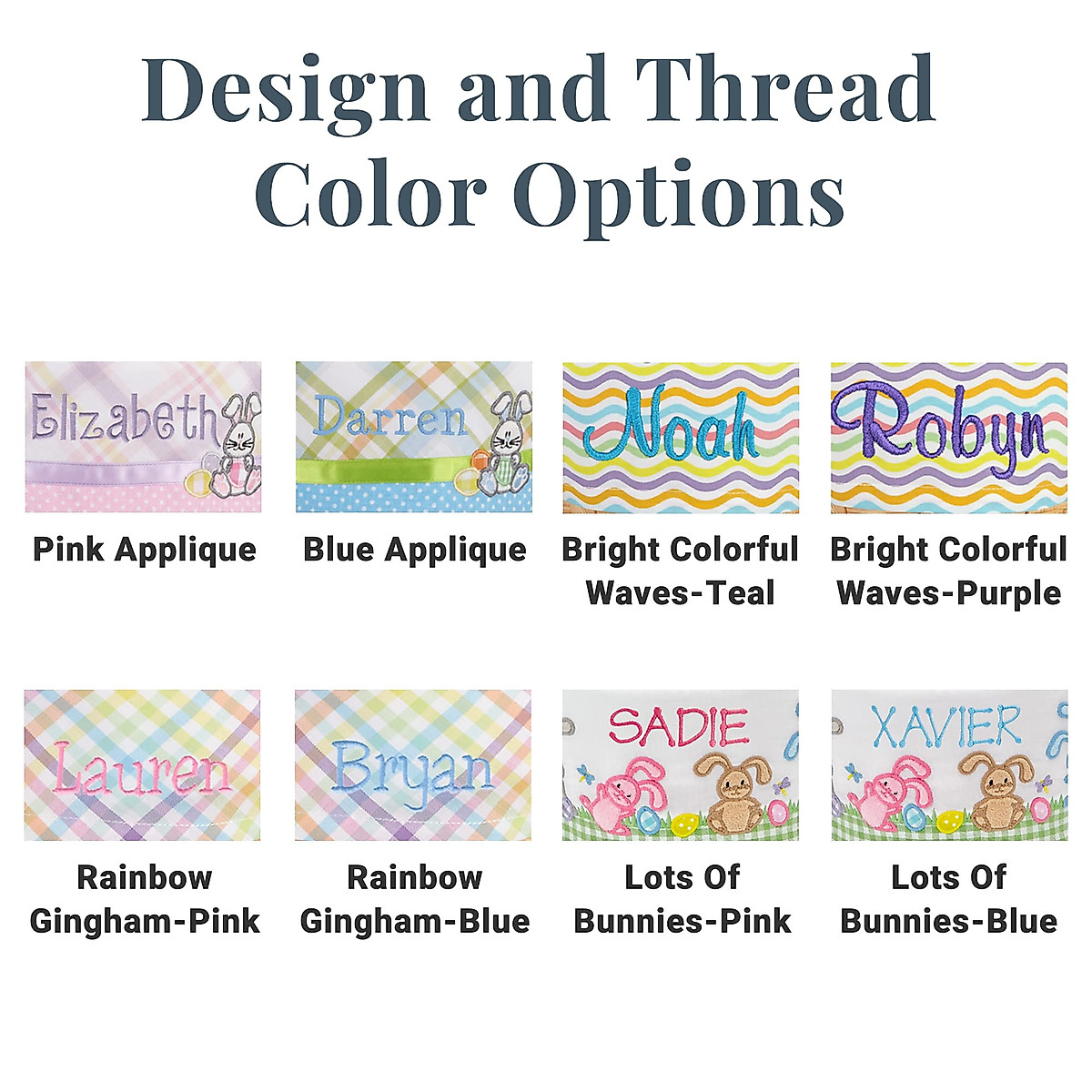 Let's Make Memories Personalized Easter Basket - Create Your Own - Wicker Basket - Embroidered Liner - Large - Blue Bunny Applique