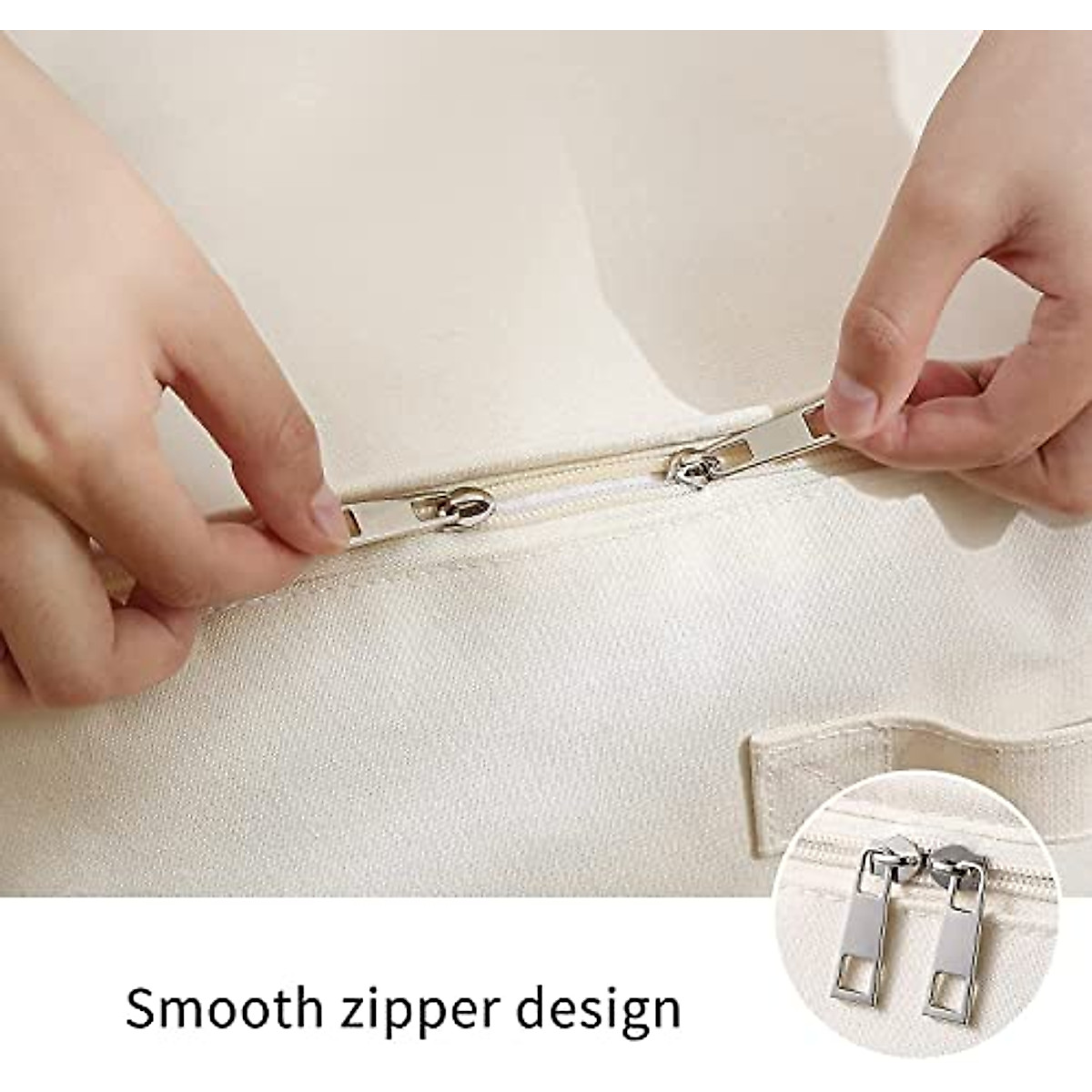 Vailando 3-Pack Large Canvas Comforter Storage Bags Closet Organizer for Clothes Sweater Clothes Organizer with Dual Zipper Three Carrying Handles for Blanket Closet Storage Container