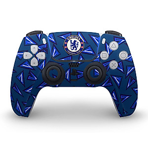 Head Case Designs Officially Licensed Chelsea Football Club Geometric Pattern Art Vinyl Faceplate Gaming Skin Decal Compatible With Sony PlayStation 5 PS5 Digital Console and DualSense Controller