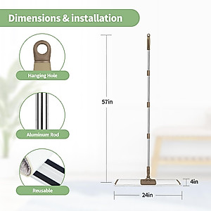 CQT Commercial Flat Microfiber Floor Mop Cleaning System 24" Inch Wet Dry and Dust Hardwood with 4 Washable Pads Cleaner for Laminate Tile Stainless Steel Handle and Extension (PT14 Brown)