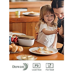 DOWAN 6.5" Large Butter Dish - Ceramic Butter Dish with Lid for Countertop - White Butter Keeper Holds Up to 3 Sticks - Butter Holder and Container with High-Quality Silicone Sealing