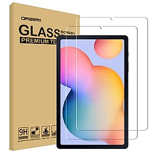 Orzero (2 Pack) Compatible for Samsung Galaxy Tab S6 Lite 10.4 inch (2024/2022/2020) Tempered Glass Screen Protector, 2.5D Arc Edges 9 Hardness HD Anti-Scratch Full-Coverage