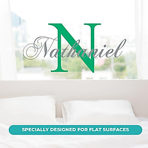 e-Graphic Design Inc Custom Name & Initial Cursive Letters Wall Decal | Baby Boy Girl Decoration - Mural Wall Decal Sticker for Home Interior Decoration Car Laptop (MM39) (Wide 22" x 11" Height)