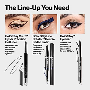 Revlon Gel Eyeliner, ColorStay Micro Hyper Precision Eye Makeup with Built-in Smudger, Waterproof, Longwearing with Micro Precision Tip, 214 Black, 0.01 Oz