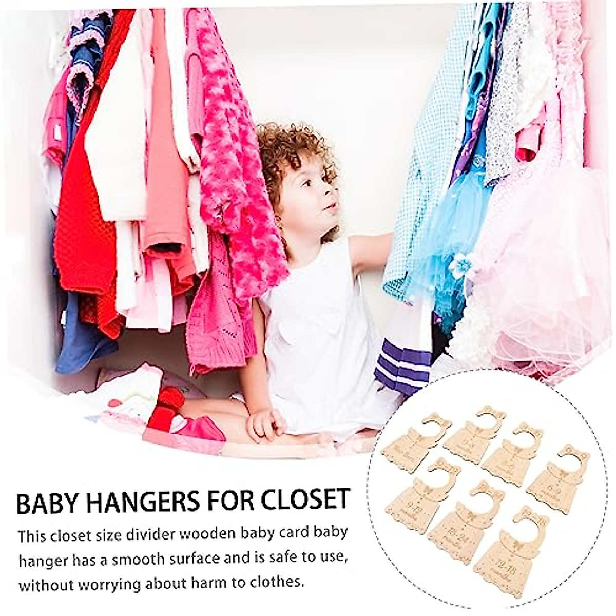 Cabilock 7pcs Closet Divider Kids Wooden Hangers Toddler Hangers Hangers Closet Dividers Baby Hangers Baby Closet Organizer Wood Clothes Rail Wardrobe Baby Hangers for Closet