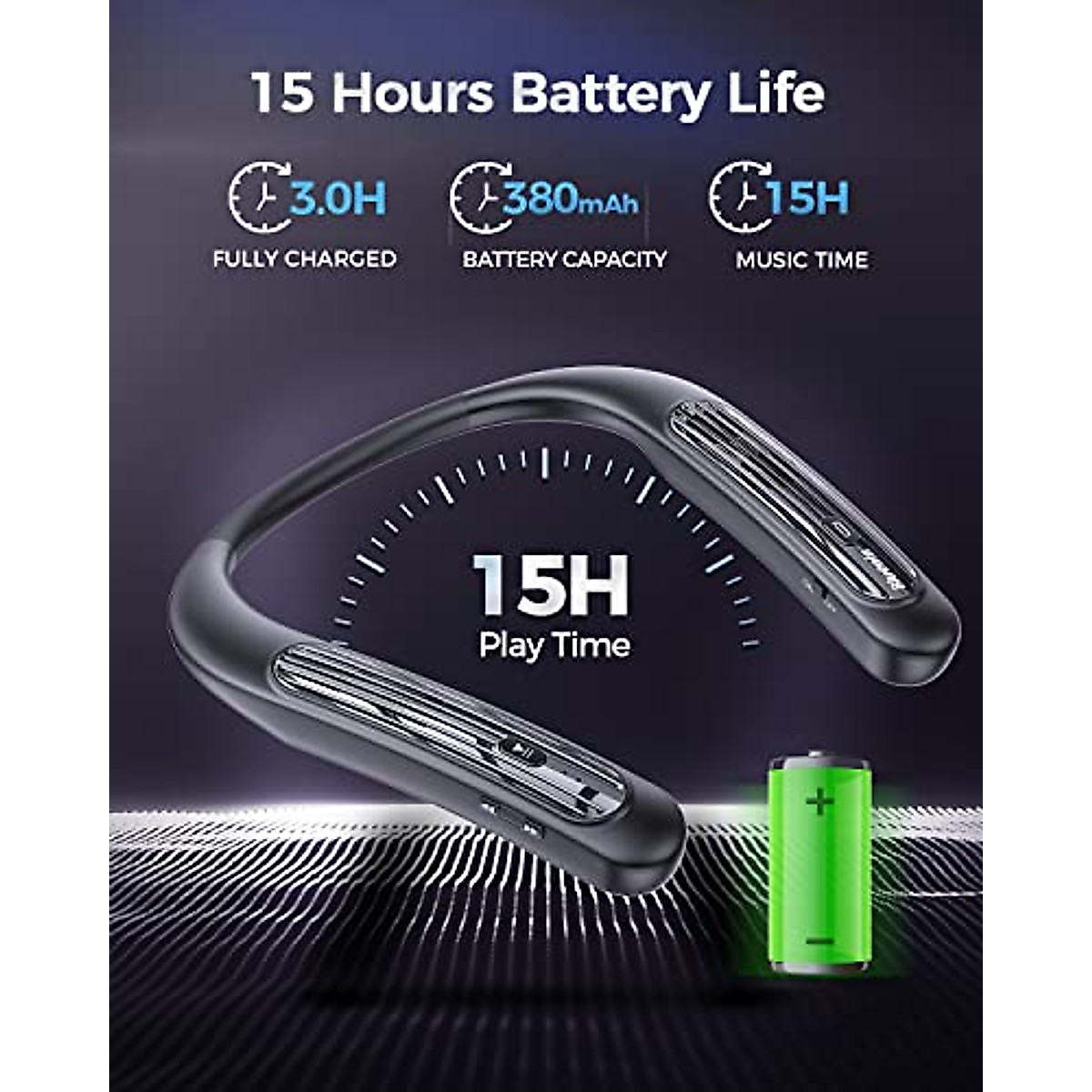 Neckband Bluetooth Speakers，BBH-939 Portable Bluetooth Speakers Wireless Wearable Speaker CVC 8.0 Noise Cancelling 3D Surround Sound Personal Sport Speaker with Mic for Home&Outdoor (Black 2023)