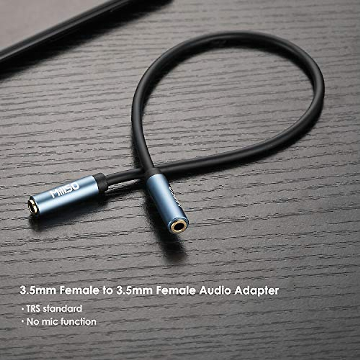 MillSO 1/8" 3.5mm Female to Female Adapter Cable TRS Premium Stereo Gold-Plated Audio AUX Cord Connectors for Headphones, Car Stereo, or Home HiFi Stereo Sound System - 15cm/6inch