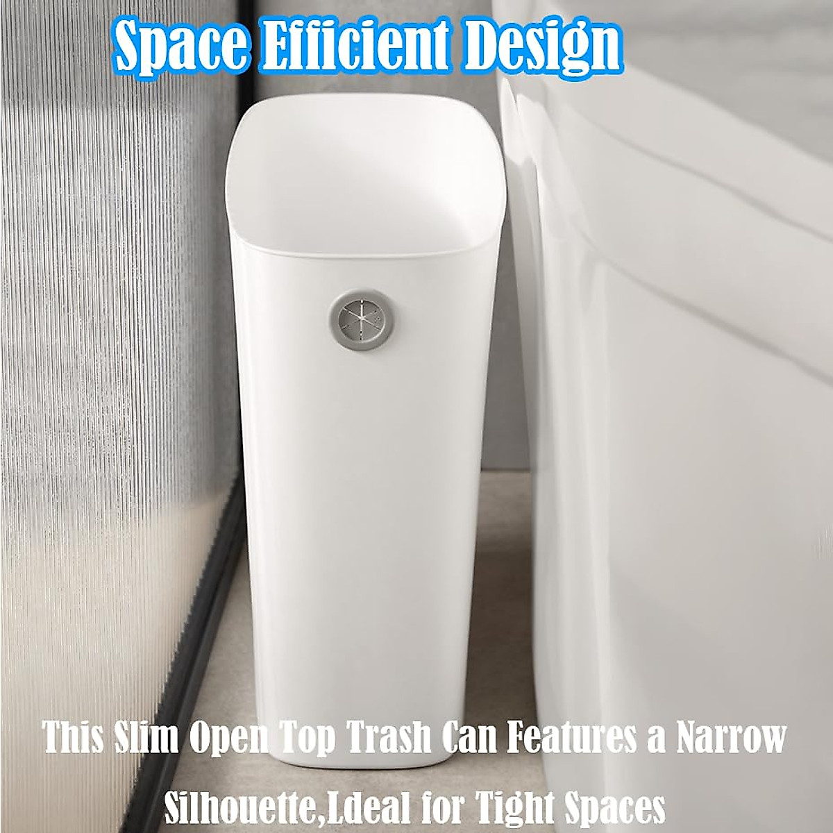 Bathroom Trash Can,Wastebasket,Slim Shape Plastic Rectangular Garbage Can with Trash Liner Holder for Bedroom,Kitchen,Living Room,Small Indoor Waste Basket, 1.8 Gallon(Green)