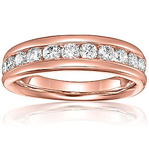 VIR JEWELS 1/2 carat (ctw) Diamond Wedding Anniversary Band for Women, Half Eternity Round Diamond Comfort Fit Engagement Ring 14K Yellow Gold Channel Set 0.50 cttw, Size 7.5