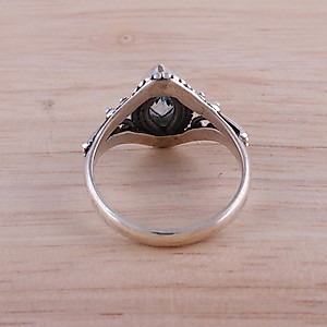 NOVICA Artisan Handmade .925 Sterling Silver Blue Topaz Single stone Ring from India Cocktail Gemstone Birthstone 'Morning Luxury'