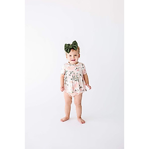 Posh Peanut Short Sleeve Basic Peplum Top & Bloomer Set - Ruffled Bummie Set - Soft Viscose from Bamboo (Vintage Pink Rose, 3-6 Months)