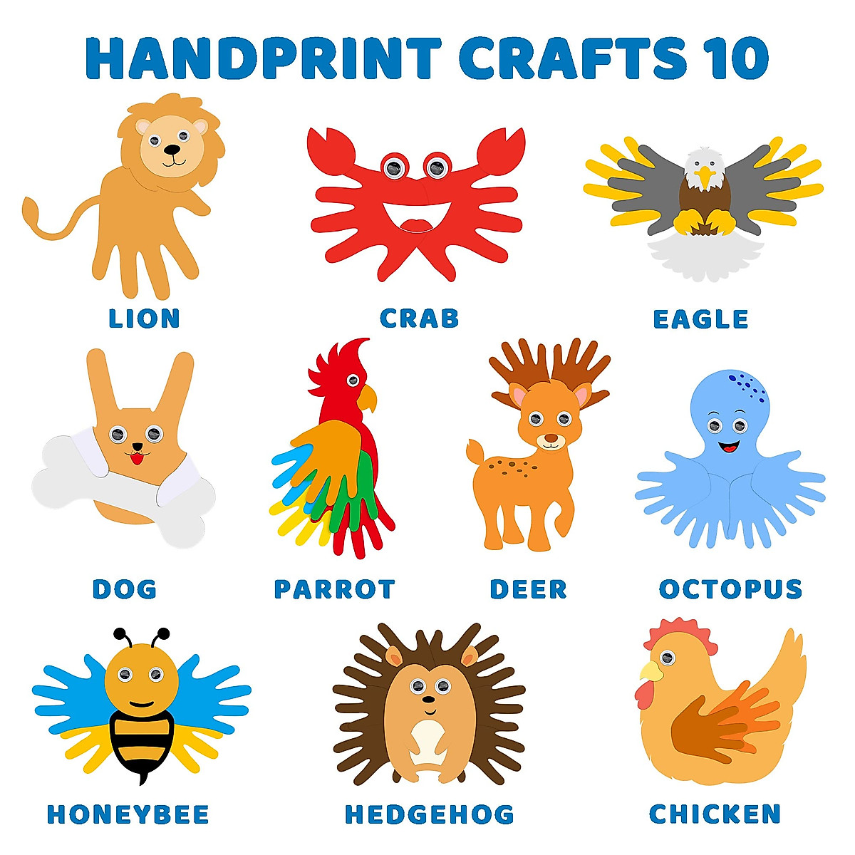 DISHIDIANZI Art and Crafts Kit for Children and Preschool Children, Simple Handicrafts for Children Aged 3-5 Years - Animal Craft Set Includes Supplies and Instructions