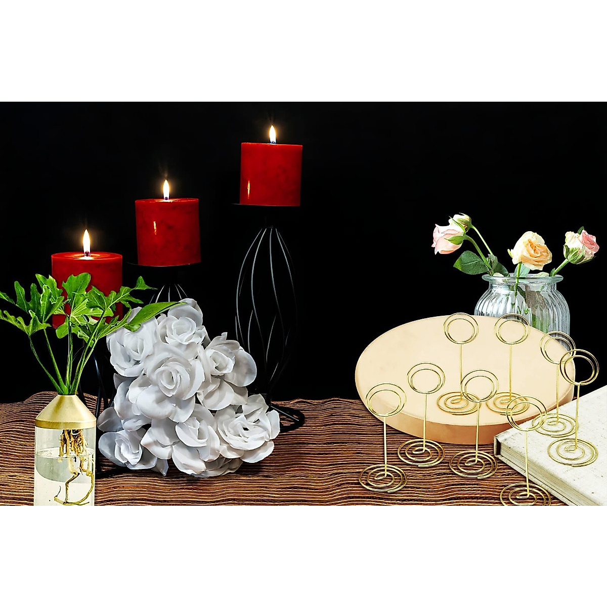 20 Pcs Golden Table Number Holders - Perfect For Weddings, Birthdays, Restaurants and Parties. 3.3 inches Holders with 20 Beautiful Cards (Gold)