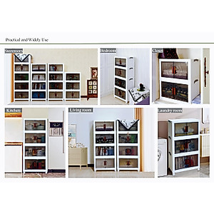 JECCICHY 232QT Stackable Storage Bins with Lids, Foldable Storage Box Open Front, Closet Storage Container for Organizing, Magnetic Large Double Doors, with Wheels