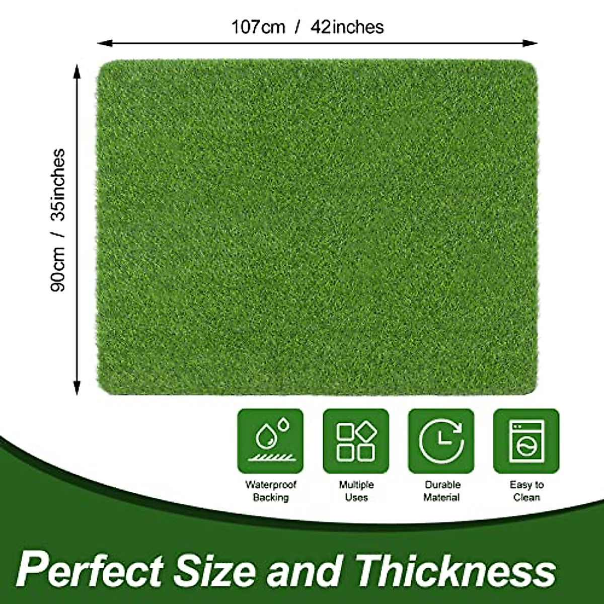 LINLA Artificial Grass Door Mat，42x35 Inches Outdoor Rug Synthetic Fake Dog Grass Mat Turf Waterproof Durable Doormat for Indoor Entryway, Outside Patio, Lawn, Garden