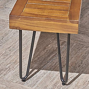 Christopher Knight Home Abbet Outdoor Industrial Wood Bench, Teak/Black Metal