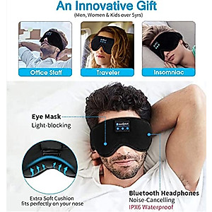 Sleep Headphones Bluetooth 5.2 Wireless 3D Eye Mask, ZUXNZUX Ultra Soft Sleeping Headphones for Insomnia Travel and Side Sleepers (Black)