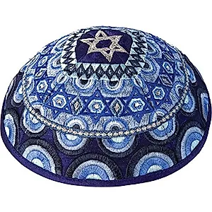 Yair Emanuel Tallit Set Full Embroidery- Blue Bar Mitzvah Gift Prayer Shawl Set