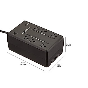 Amazon Basics Standby UPS 400VA 255W Surge Protector Battery Power Backup, 6 Outlets - Black