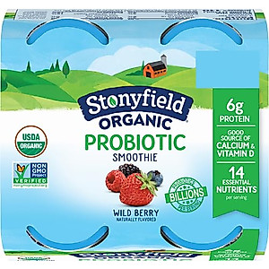 Stonyfield Organic, Low Fat Wild Berry Smoothie, 6 Fl Oz Bottles, 4Ct