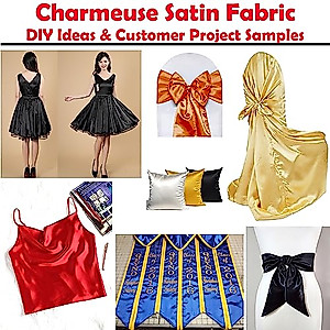 Satin Fabric | 2, 5, 10 Yards | Charmeuse Satin | 60" Wide | Silky & Shiny | Decoration, Fashion Crafts (Rich Gold, 2 Yards)