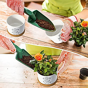 Sieral 6 Pieces Bible Verse Succulent Pots White Ceramic Flower Planter Pot with Bamboo Tray Small Plant Pots Christian Mini Succulent Planters for Patio Garden, 3 x 3 x 2 Inches, Plants Not Included