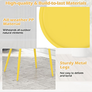 Tangkula 3 Piece Patio Bistro Set, All Weather Heavy Duty Table and Chairs Set of 2 with Widen Seats, Outdoor Furniture Set for Porch, Balcony, Backyard (Yellow)