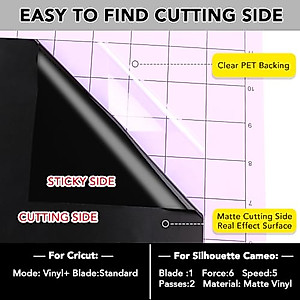 CAREGY Black Permanent Vinyl, Matte Black Adhesive Vinyl for Cricut - 12" x 60FT Black Permanent Vinyl Roll for Cutting Machine,Signs, Home Decoration,Scrapbooking, Craft, DIY Mug Project, Sticker…