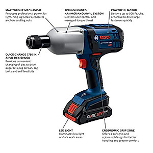 BOSCH HTH182-B25 18V High Torque Impact Wrench w/ 7/16" Hex w/ (2) 4.0 Ah CORE Compact Batteries
