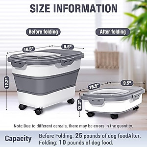 Muibe Dog Food Storage Container 20-23 LBS, Dog Food Storage,Pet Food storage Containers, Collapsible Airtight Dog Food Containers with Clear Lid, Measuring Cups