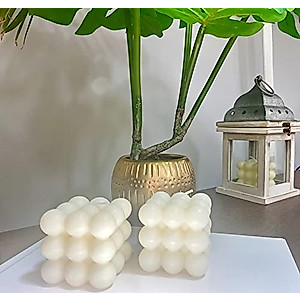 2 Pcs Ivory Bubble Candle Soy Wax Vanilla Scented Square Bubble Candles, Bubble Cube Candle for Home Decor & Gifting