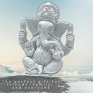 Bellaa 23743 Ganesha Statue Hindu God Lord Ganapati Idol Blessing God Outdoor Sculpture Home Decoration Good Luck Success Gift 5 inch Pure White