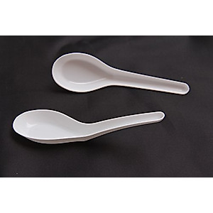 100 Pack Disposable Dining Asian Soup Spoons Chinese Spoon White Plastic