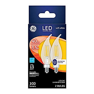 Ge Led 3.5w-40w Cam Clr Glass 2/Ct