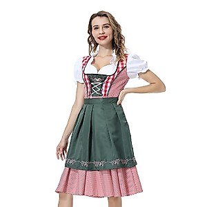VISVIC Oktoberfest Costumes Women Dirndl Dresses 2 Pieces, Women's Oktoberfest Dress German Dirndl Dress Costumes for Bavarian Oktoberfest Carnival Halloween