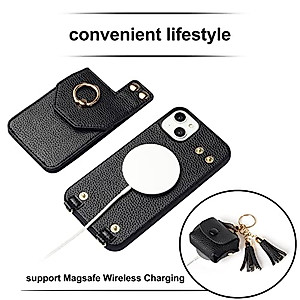 AnsTOP Crossbody Phone Case for iPhone 14 Plus,6.7in - Phone Purse Case with RFID Blocking Card Holder Crossbody Strap for Women, with PU Leather Cute Protective for Airpods Pro Case