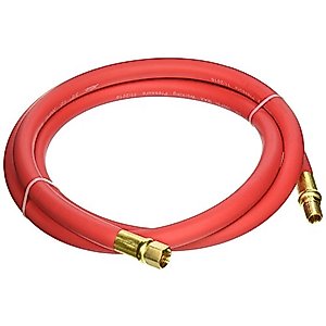 Milton 2760-6LH Air Leader Hose, 3/8" x 6 ft. Rubber Hose - 1/4" NPT Brass Ends - 300 Max PSI