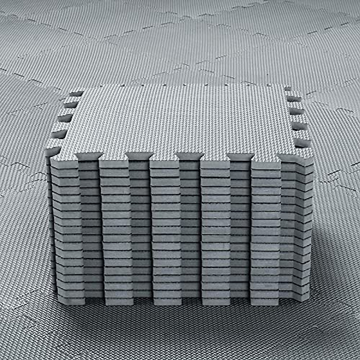 qqpp EVA Rubber 18 Tiles Interlocking Puzzle Foam Floor Mats - Baby Play Mat for Playing | Exercise Mat for Home Workout. Gray. QC-Lb18N