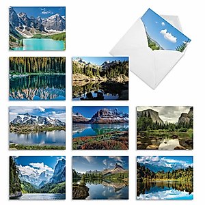 The Best Card Company - Box of 10 All Occasion Cards Blank (4 x 5.12 Inch) - Scenic Landscape Cards Assorted - Reflections M1728BN