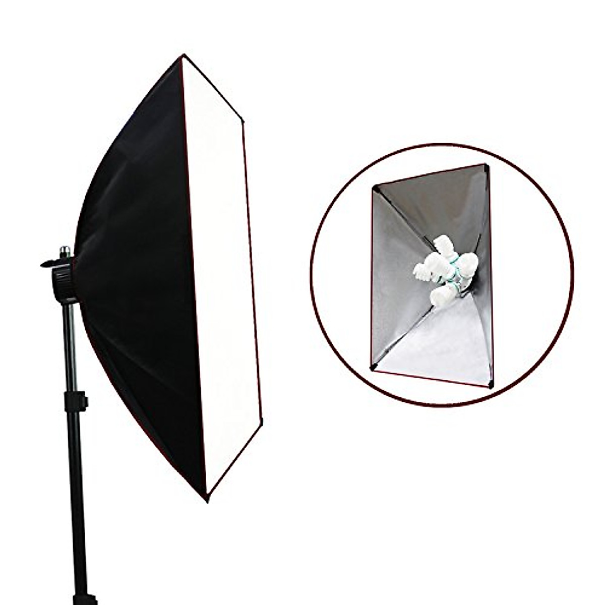 LimoStudio 5 Slot Bulb Socket Head with 24 x 36 inch Soft Box, 5-Pack 45W CFL Photo Bulb, 78 inch Max Height Light Stand Tripod, and Carry Bag, Photo Video Studio Lighting Kit, AGG2276